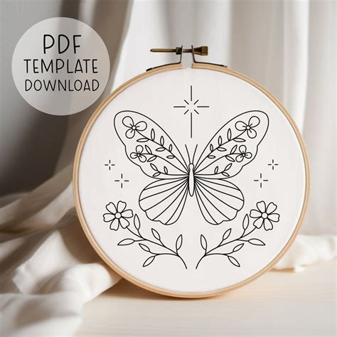 Detailed Butterfly Embroidery Pattern Download Folk Embroidery Design