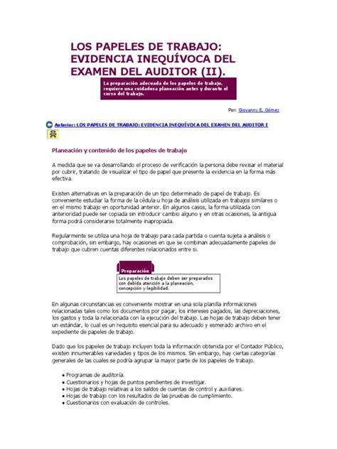 Los Papeles De Trabajo En La Auditoría Una Tutorial Esencial