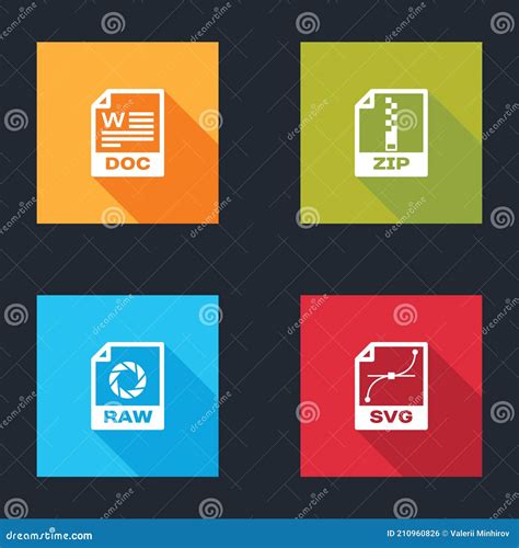 Définir Licône Fichier Doc Document Zip Brut Et Svg Vecteur