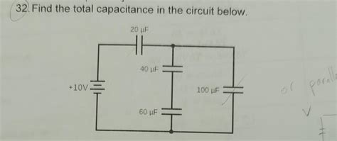 Solved Find The Total Capacitance In The Circuit Below Chegg
