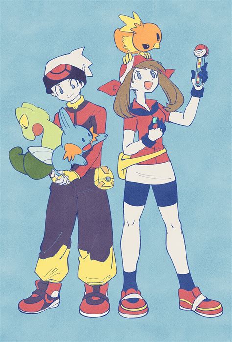 May Brendan Torchic Mudkip And Treecko Pokemon And 1 More Drawn By Yuza Danbooru