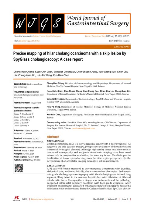 Pdf Precise Mapping Of Hilar Cholangiocarcinoma With A Skip Lesion By