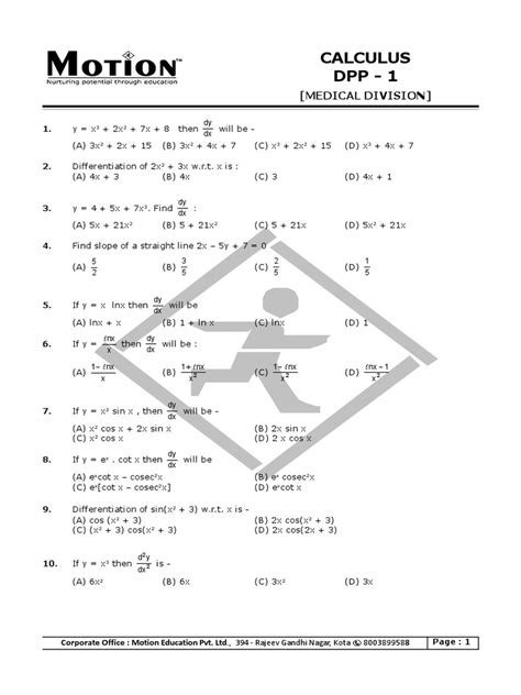 Calculus Dpp 1 Pdf Calculus Mathematical Analysis