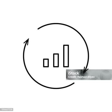 Ilustración De Gráfico De Barras Flechas Icono Seo Línea Simple Esboza