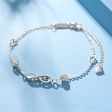 Infinity Ankle Bracelet Sterling Silver Eleganzia Jewelry