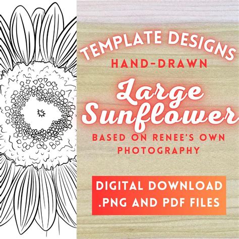 Large Sunflower Png Digital File Art Pattern Pyrography Template