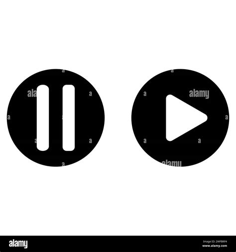 Pause Sign Play Icon White Symbols In Black Circle Multimedia