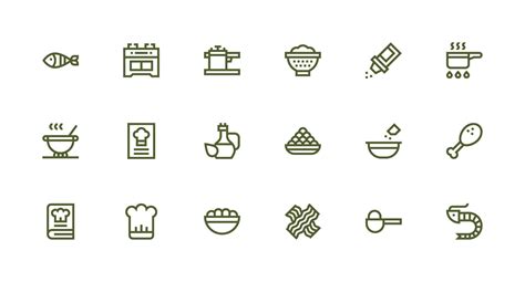 Recipe Visual Pack Containing 18 Strong Stroke Line Icons Outline Icon