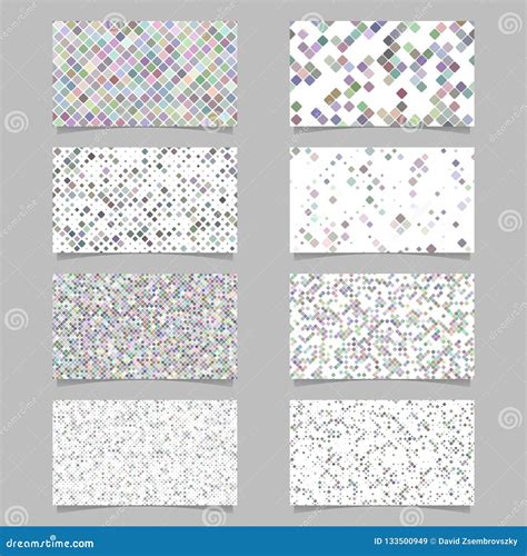 Abstract Diagonal Square Pattern Mosaic Card Background Template Set Stock Vector Illustration