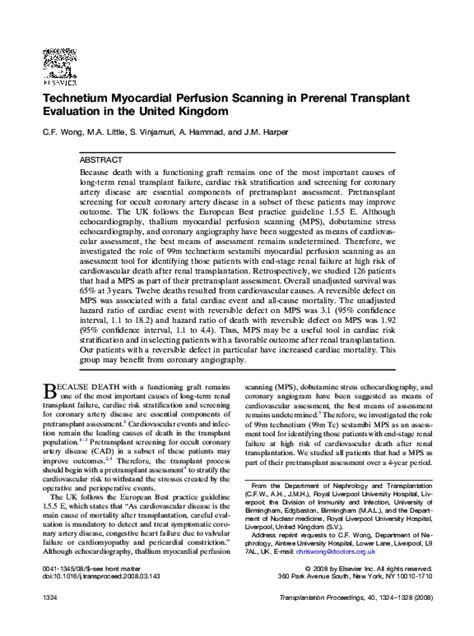 Pdf Technetium Myocardial Perfusion Scanning In Prerenal Transplant Evaluation In The United