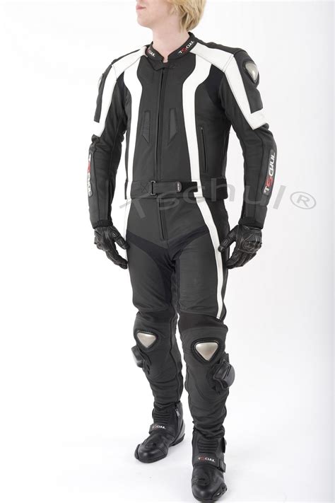 (727) Herren-Motorradkombi von TSCHUL *Black-White* | Tschul