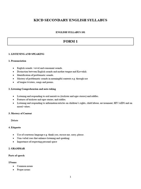 Kicd English Syllabus Pdf Adjective English Language