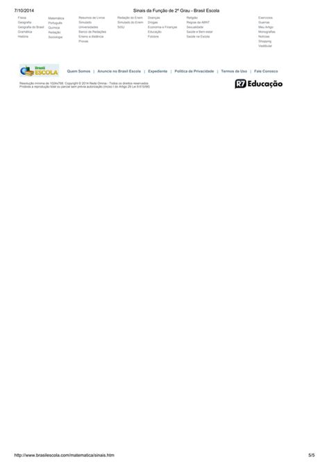 Sinais Da Fun O De Grau Brasil Escola Pdf
