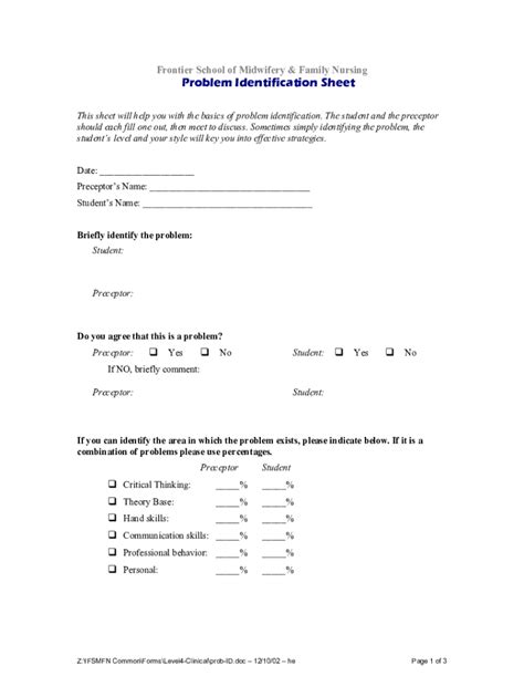 Fillable Online Problem Identification Sheet Fax Email Print Pdffiller