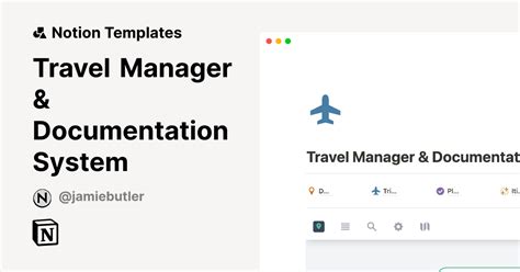 Travel Manager And Documentation System Template By Jamie Butler Notion Marketplace