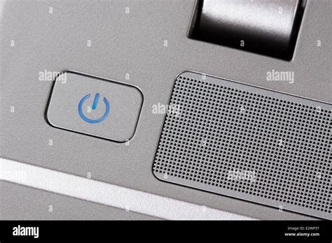 Metallic Power Button On A Laptop Stock Photo Alamy