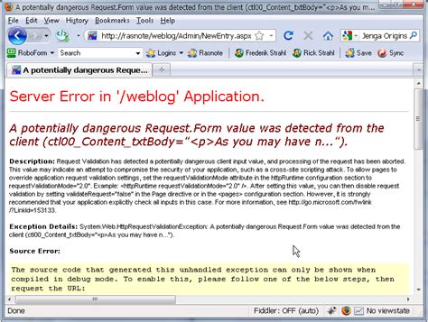 RequestValidation Changes In ASP NET 4 0 Rick Strahl S Web Log