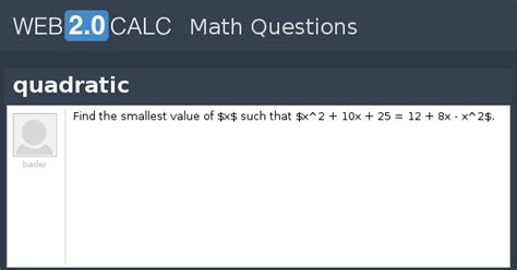 View Question Quadratic