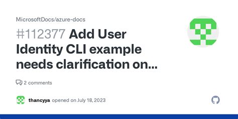 Add User Identity CLI Example Needs Clarification On Expected Property
