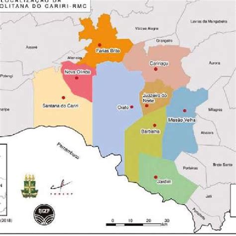 Mapa Político Da Região Metropolitana Do Cariri Rmc Download