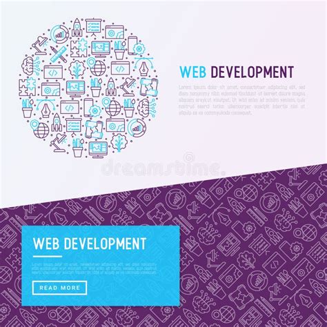web development concept in circle stock vector illustration of