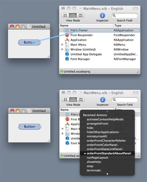 Objective C Opening About App Name With A Button Mac Os X Stack Overflow