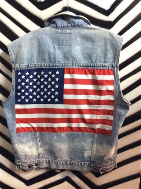 Denim Vest Wamerican Flag Back Patch Boardwalk Vintage