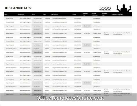 Ms Excel Job Candidates Tracker Planner Template Planner Tracker