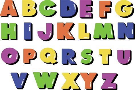 Colorful 3d Alphabet Set Of Colorful Letters Vector Illustration