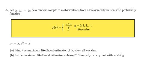 solved let y 1 y 2 y n be a random sample of n