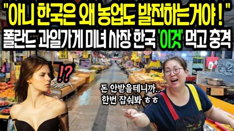 해외감동사연 아니 한국은 왜 농업도 발전하는거야 폴란드 과일가게 미녀사장 한국 이것먹고 충격 Youtube