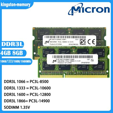 ไมครอนแล็ปท็อป Ram Ddr3l 4กิกะไบต์8กิกะไบต์106613331600 1866