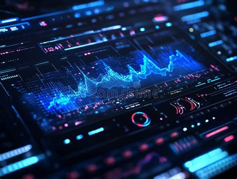 Futuristic Interface Displaying Complex Data And Sound Waves Stock