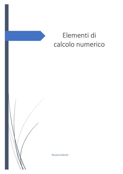 Elementi Di Calcolo Numerico Appunti Di Calcolo Numerico Docsity