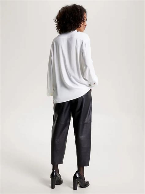 Relaxed Fit Krepp Bluse Weiß Tommy Hilfiger