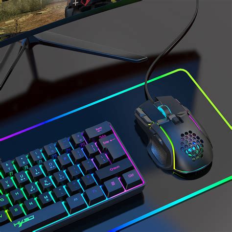 HXSJ S700 Ergonomic Colorful Light USB Wired Gaming Mouse with 10 Macro ...
