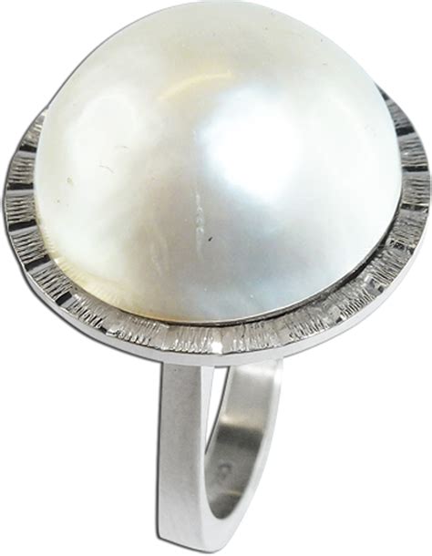 Perlenring Weissgold 750 Massiv 1 Feine Mabe Perle Mit 15mm Goldringe