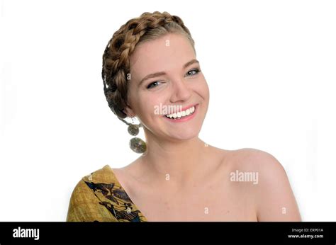 Pretty Polish Model With Big Smile Female With Yellow Scarf And