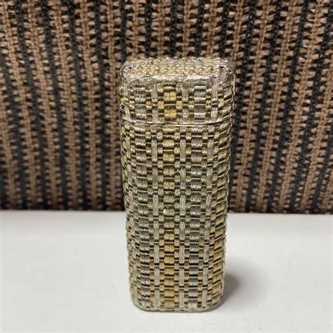 Cartier カルティエ ガスライター アウタージャケット オーバル ライター 編み込み メッシュ ゴールドカラー 着火未確認 カルティエ