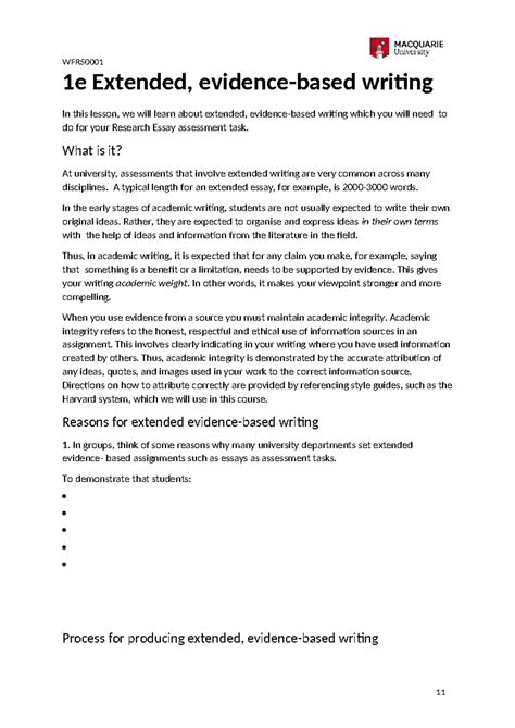 Lesson 1e Extended Evidence Based Writing Wfrs 1e Extended Evidence
