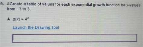 Solved 9 Acreate A Table Of Values For Each Exponential Growth