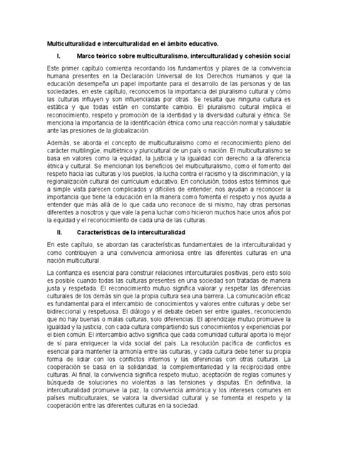 Multiculturalidad E Interculturalidad En El Ámbito Educativo Pdf