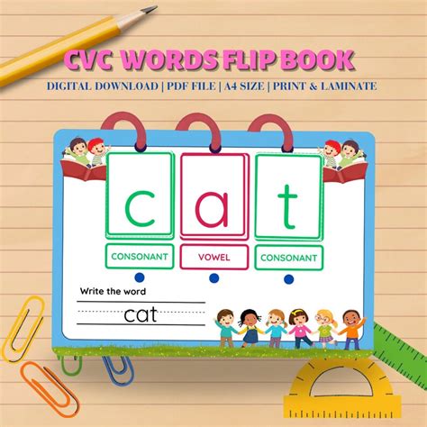 Phonics Cvc Flip Book Printable Activity For Prek Cvc Words Flipbook