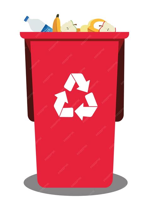 Papelera De Reciclaje De Basura Roja Guisada Vector Premium