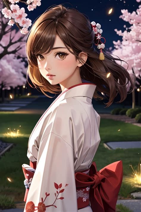 Anime Girl Red Kimono