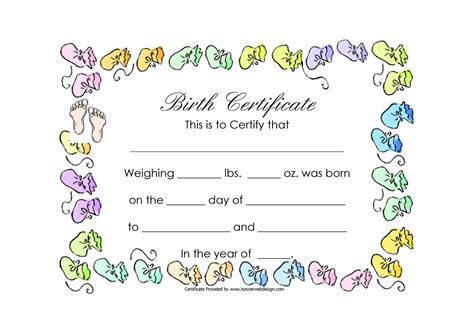 Fake Birth Certificate Template