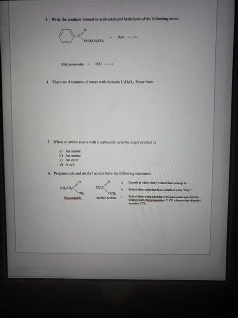 Solved Write The Products Formed In Acid Catalyzed Chegg