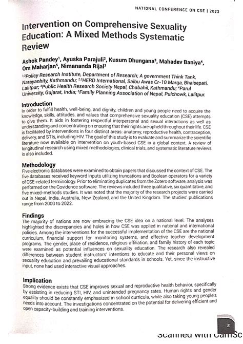 Pdf Intervention On Comprehensive Sexuality Education A Mixed