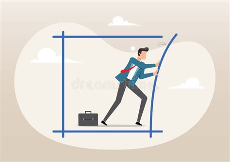 Businessman Pushing To Break Boundary Box Stock Illustration