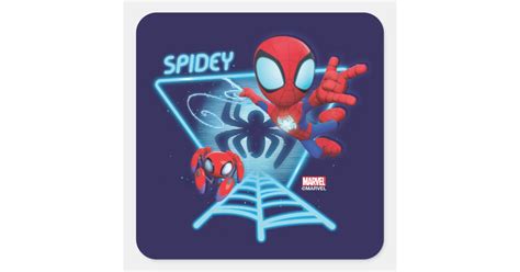 Spidey And Trace E Glow Webs Glow Square Sticker Zazzle